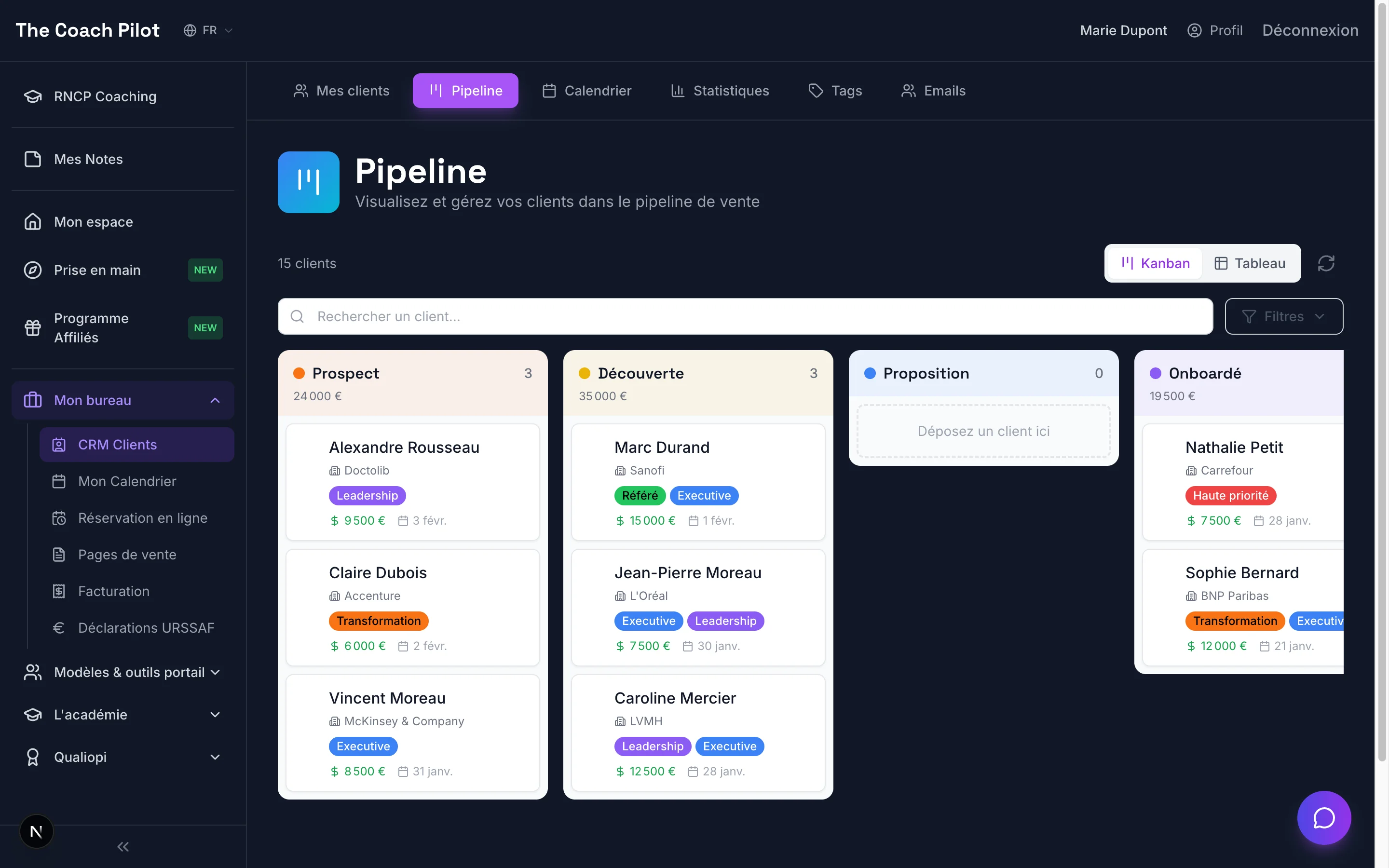 Comment basculer entre vue Kanban et Tableau ? | The Coach Pilot